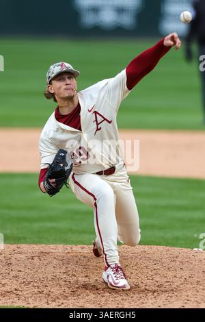 Arkansas pitcher Cole Gibler (29) delivers to LSU during an NCAA ...