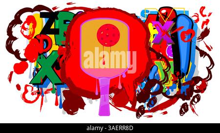 Pickleball graffiti. Abstract modern street art decoration performed in ...