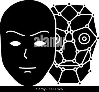 Deep fake icon face swap black hand drawn icon Stock Vector Image & Art ...