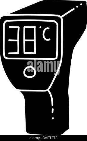 Digital thermo gun icon body temperature checking instrument drawing in ...