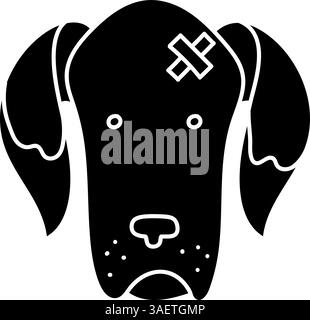 Injured dog icon. Hand drawn vector illustration. Editable line stroke ...