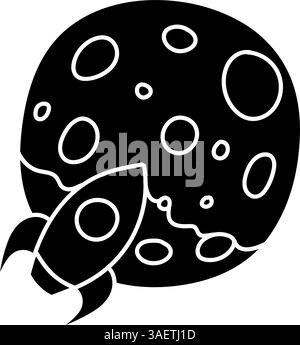 rocket anad planet to the moon concept crypto currency hand drawn color ...