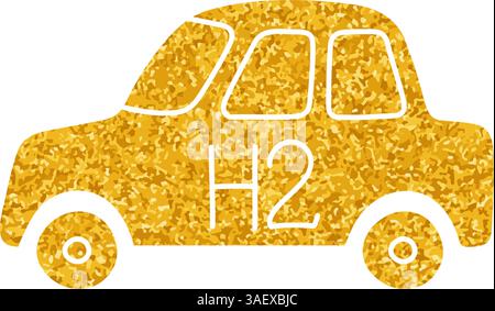Hydrogen fueled car drawing in gold color style Stock Vector Image ...