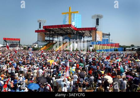 Pope John Paul II gives a blessing from a balcony during his visit to ...