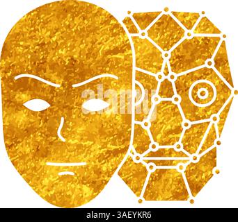 Deep fake icon face swap drawing in gold color style Stock Vector Image ...