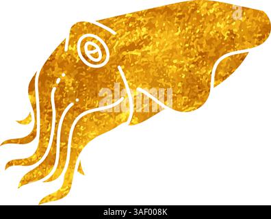 Squid drawing in gold color style Stock Vector Image & Art - Alamy