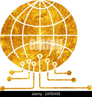 Cyber world icon metaverse drawing in gold color style Stock Vector ...