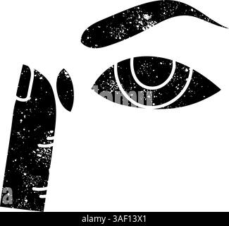 Contact lens application icon. Hand drawn vector illustration. Editable ...