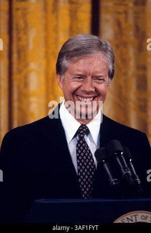 Apr 01, 1980; Washington, DC, USA; President JIMMY CARTER at White ...