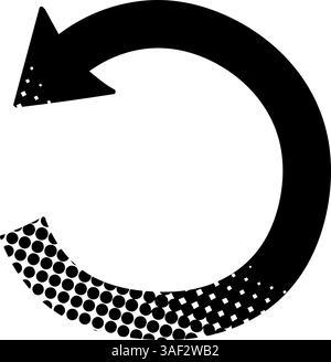 counterclockwise rotating arrow halftone hand drawn color vector ...