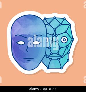 Deep fake icon face swap color sticker Stock Vector Image & Art - Alamy