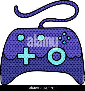 game controller halftone hand drawn color vector illustration Stock ...