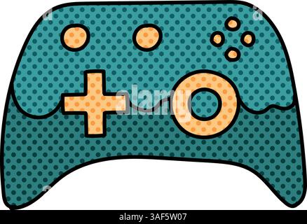 game controller halftone hand drawn color vector illustration Stock ...