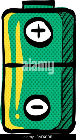 Battery icon in comic style. Accumulator cartoon vector illustration on ...