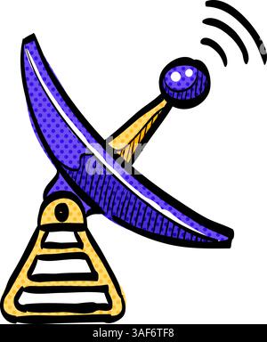 Satellite receiver halftone icon hand drawn color vector illustration Stock Vector Image & Art ...
