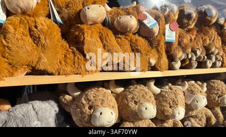 Scottish themed soft toys displayed for sale in Edinburgh. Tourist ...