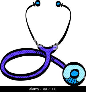 Stethoscope icon in comic style. Heart diagnostic cartoon vector ...