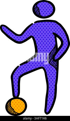 Sketch icons football players halftone color vector illustration Stock ...