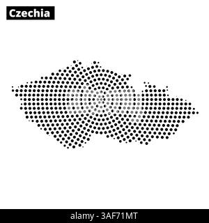 A dotted map of Czechia showcases its borders and geographical features ...