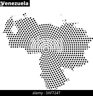 A detailed map outline of Venezuela created with a dotted design ...