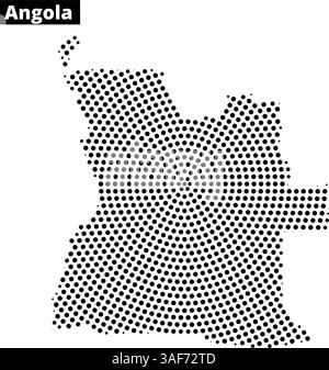 A detailed outline of Angola is represented using dot patterns ...