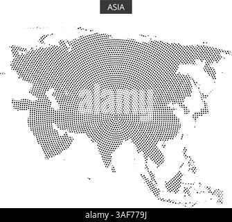 A dot pattern map outlines the geographical boundaries of Asia ...