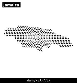 Dotted pattern outlines the shape of Jamaica on a plain white ...