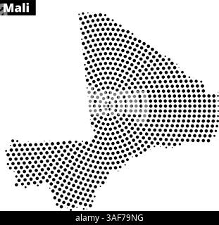 A dotted map displays the outline of Mali, highlighting its ...