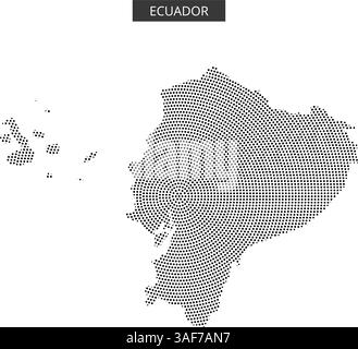 The artwork showcases a detailed map of Ecuador with a unique dot ...