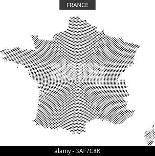 Detailed representation of France using black dots to form its ...