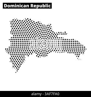 A dotted pattern outlines the shape of the Dominican Republic ...