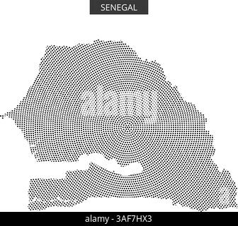 Detailed representation of Senegal using a dotted design, showcasing ...