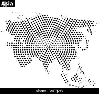 A dot pattern map outlines the geographical boundaries of Asia ...