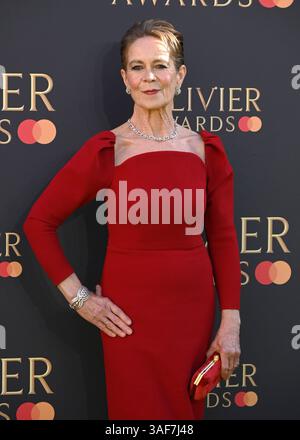 London, UK. Celia Imrie at Mastercard sponsored 2025 Olivier Awards ...
