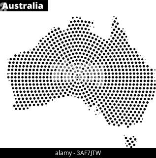 A detailed map of Australia created using dot patterns, highlighting ...