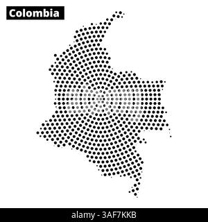 A dotted map of Colombia showcases the country's distinctive outline ...