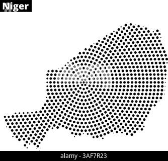 A dotted representation of Niger showcases the country's shape and ...