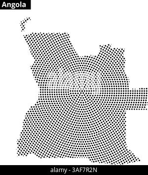 A detailed outline of Angola is represented using dot patterns ...