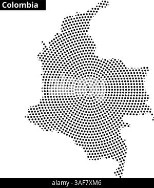 A dotted map of Colombia showcases the country's distinctive outline ...