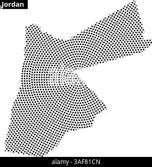 Distinct dotted map showcasing the shape and borders of Jordan ...
