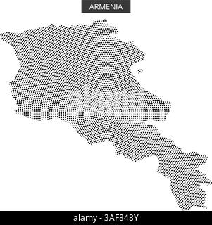 A unique dotted map illustrates Armenia's geographical outline and key ...
