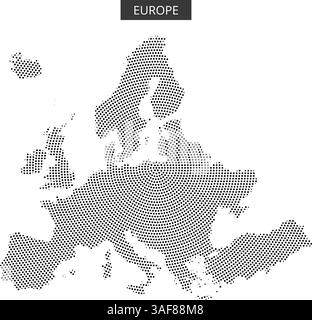 A dotted representation of Europe, showcasing countries and borders in ...