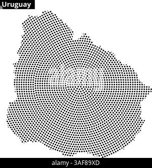 An artistic representation of Uruguay's map outline, highlighting ...