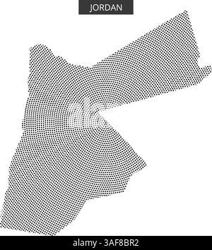 Distinct dotted map showcasing the shape and borders of Jordan ...