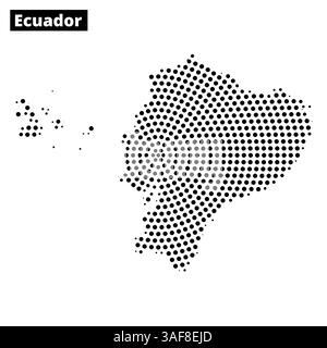 The artwork showcases a detailed map of Ecuador with a unique dot ...