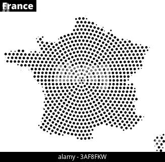Detailed representation of France using black dots to form its ...