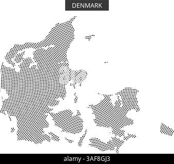 This dotted representation outlines Denmark, highlighting its unique ...