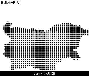 Bulgaria detailed silhouette map, dotted pattern and slanted parallel ...
