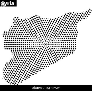 Detailed dot pattern illustrates the geographic outline of Syria ...