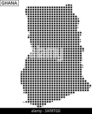 This artwork displays a dotted map of Ghana, emphasizing its unique ...